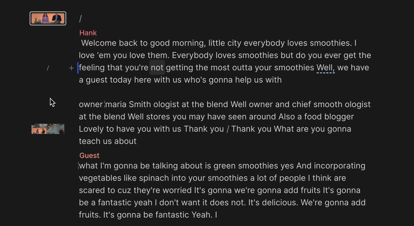 Splitting vs. creating a new scene – Descript Help