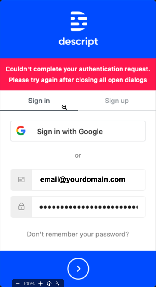Troubleshooting signing into your Descript account – Descript Help