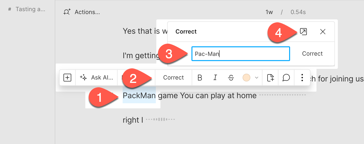 Correcting your transcript – Descript Help