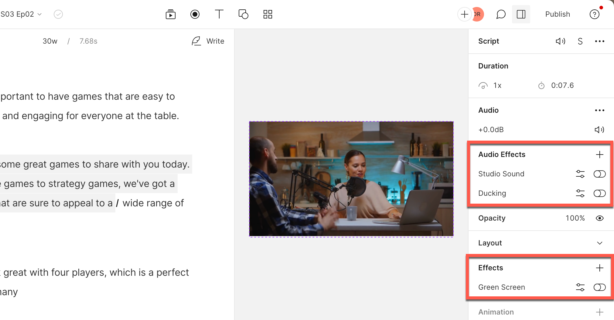 Applying and adjusting effects – Descript Help