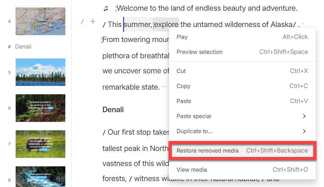 Restore removed media – Descript Help