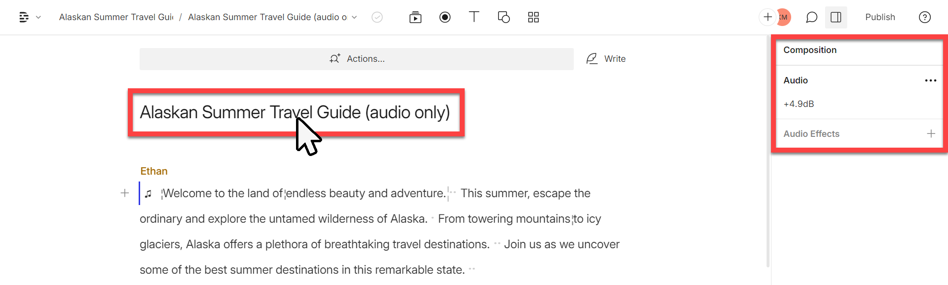 Composition audio properties – Descript Help