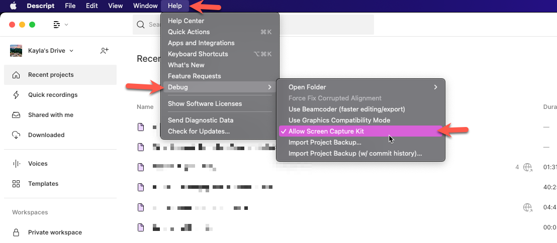 Troubleshooting issues with Descript's recorders – Descript Help
