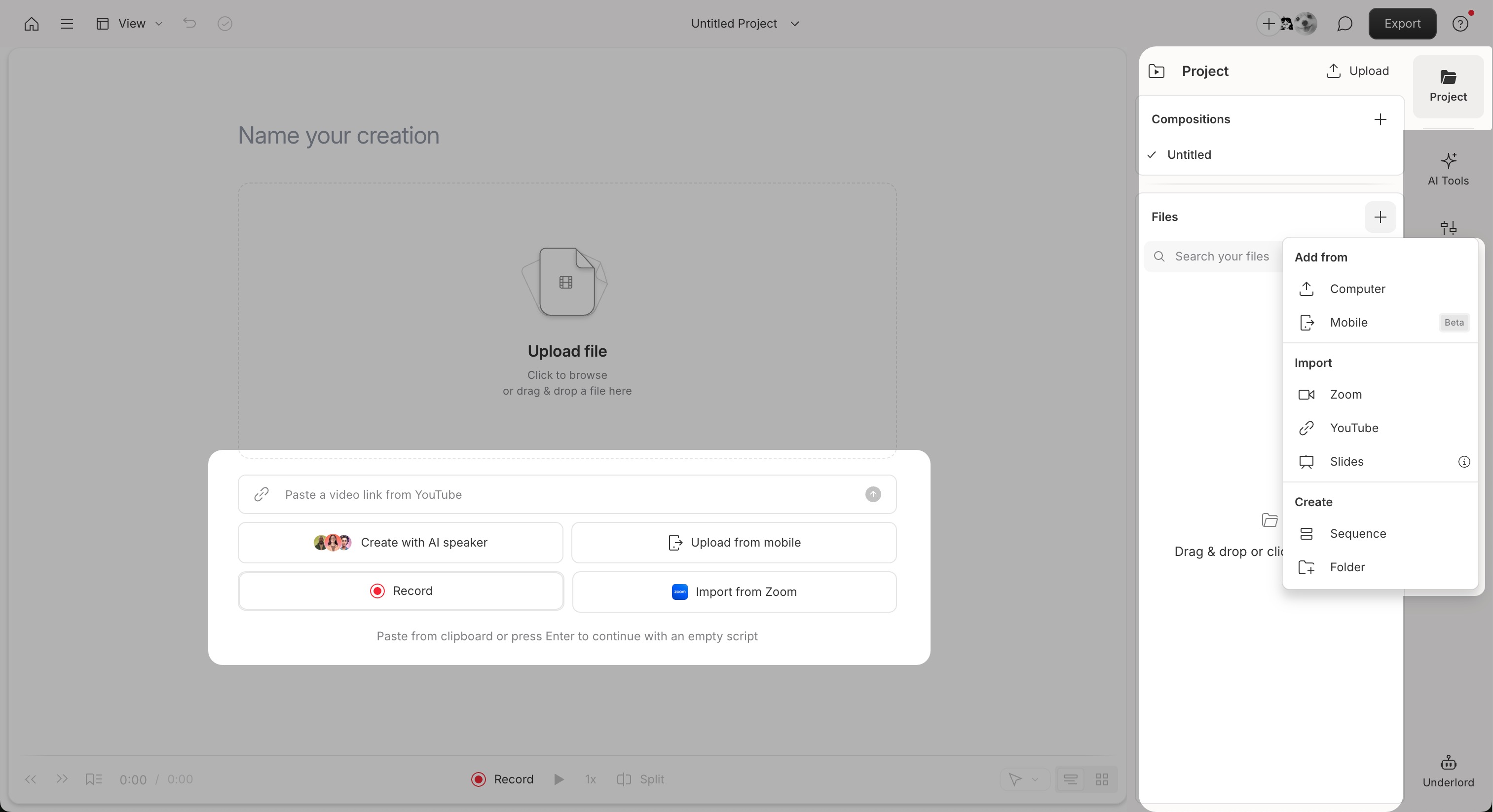 Import YouTube or Zoom recordings via a URL – Descript Help