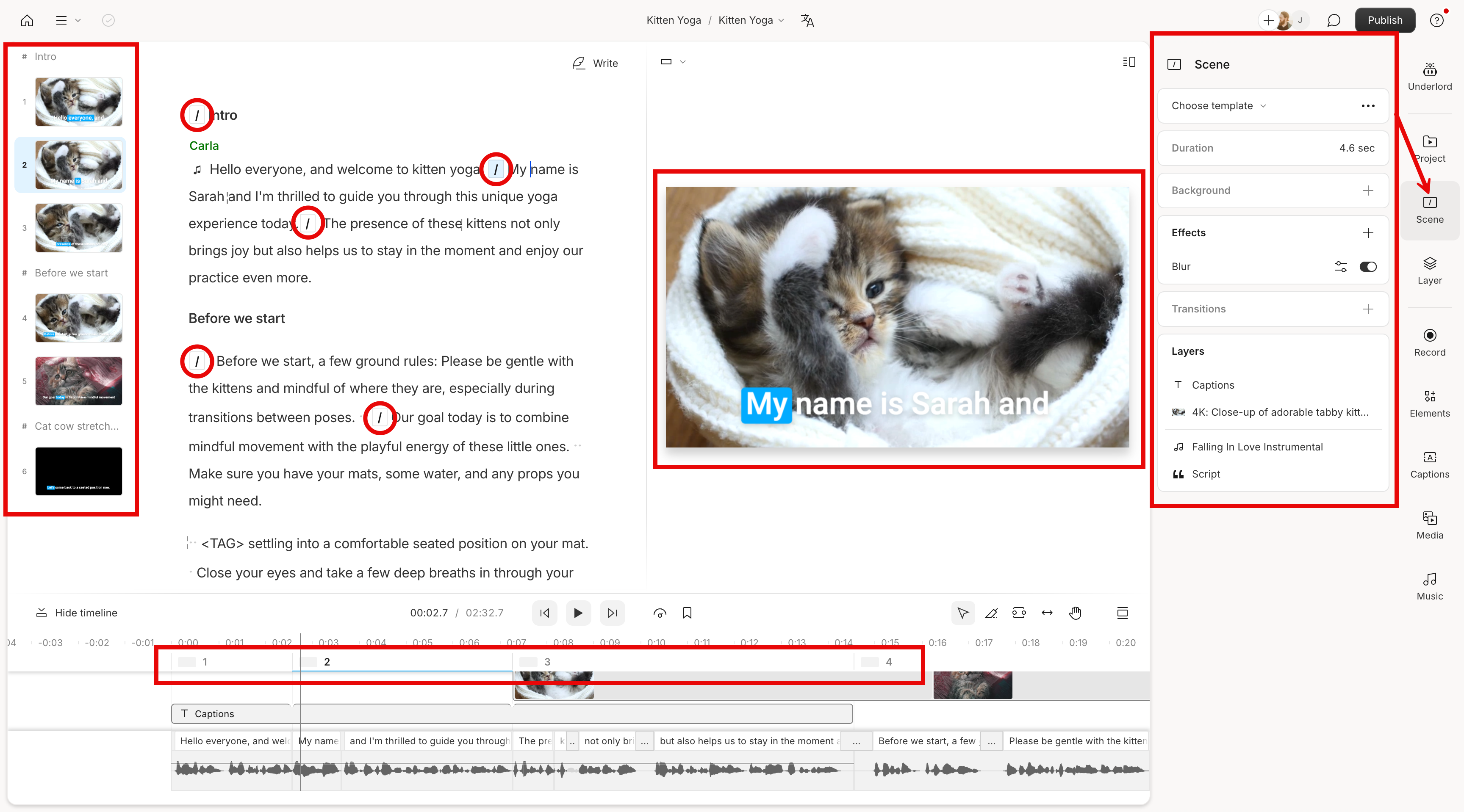 Scenes overview – Descript Help