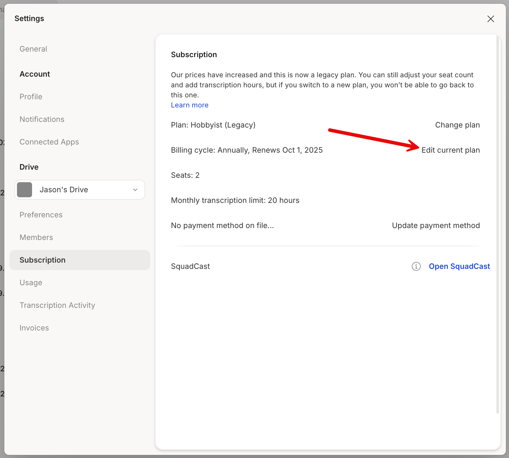 Change my billing cycle – Descript Help