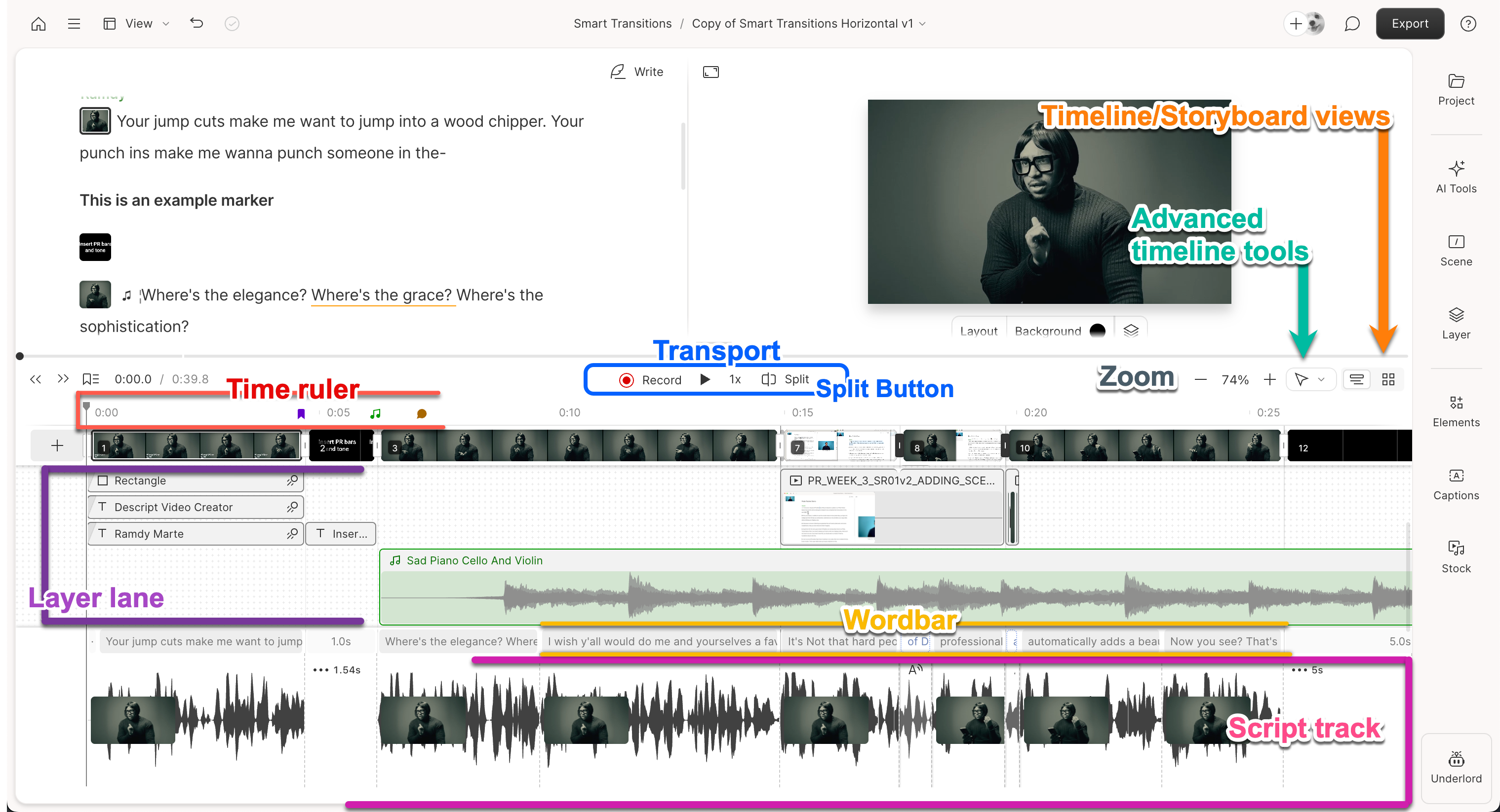 Timeline overview – Descript Help