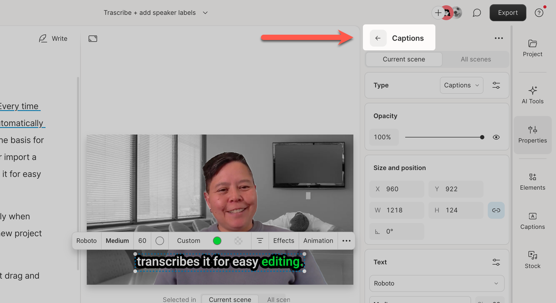 Properties Panel – Descript Help