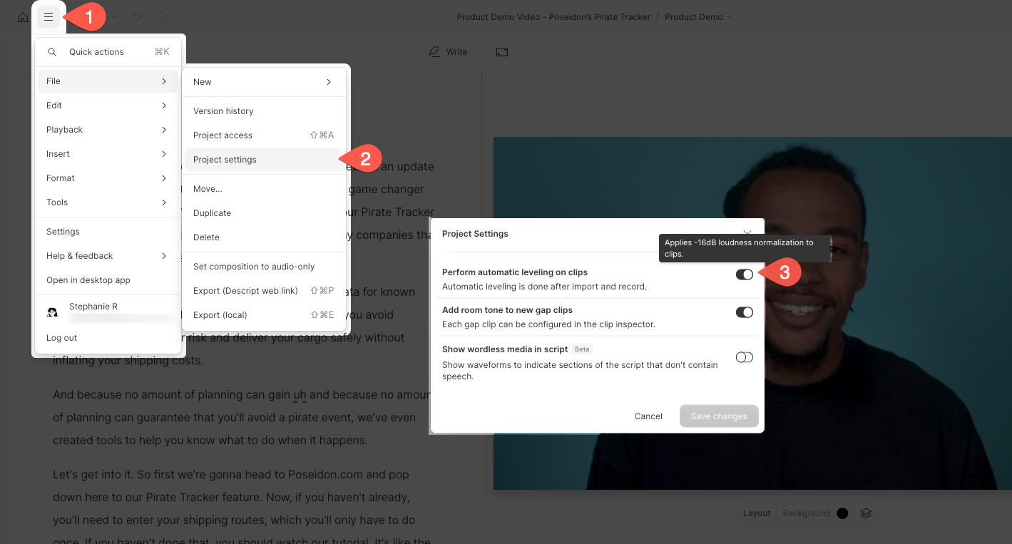 Auto-leveling – Descript Help