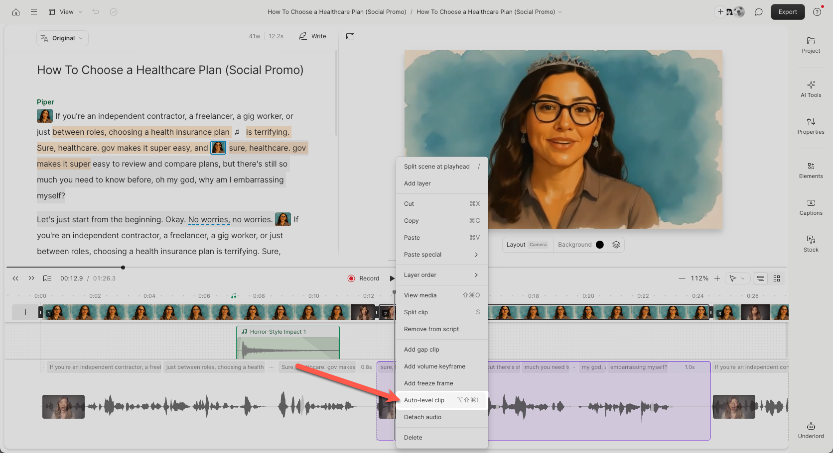 Auto-leveling – Descript Help
