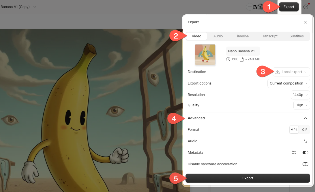 Export a video or GIF locally – Descript Help