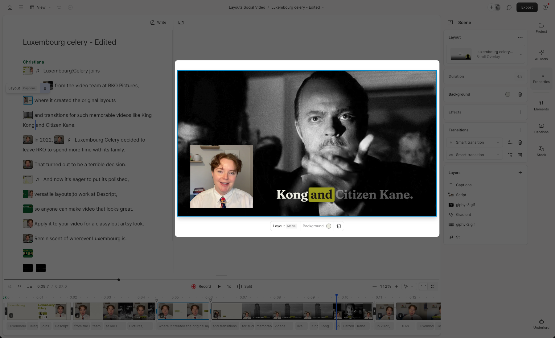 Scene editor overview – Descript Help