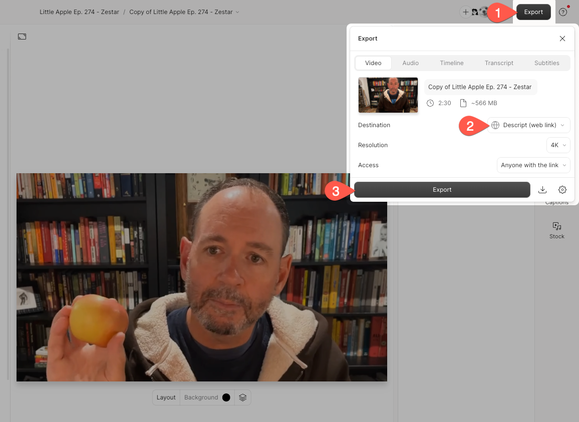 Export and publish content with Descript web links – Descript Help