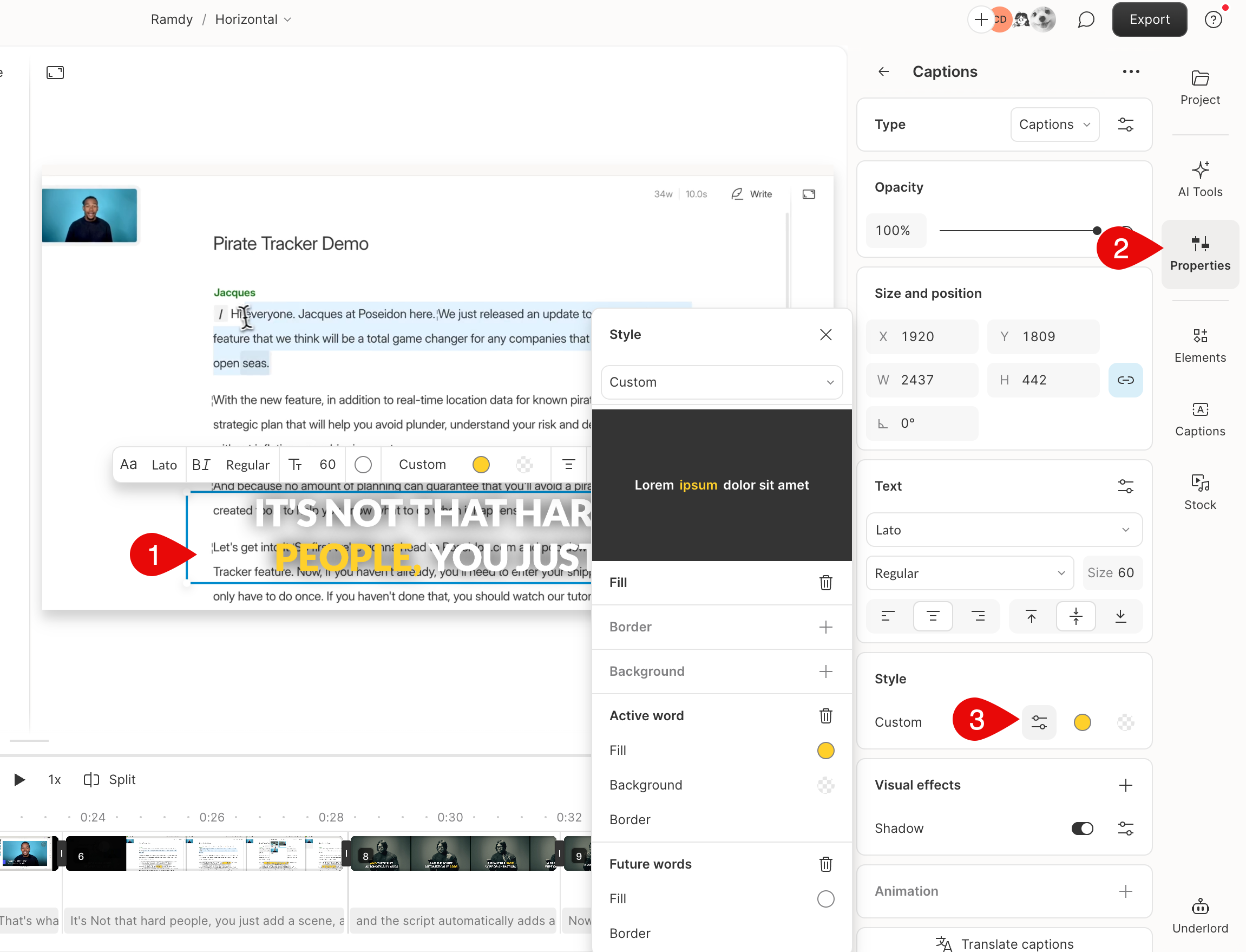 Add and style captions – Descript Help