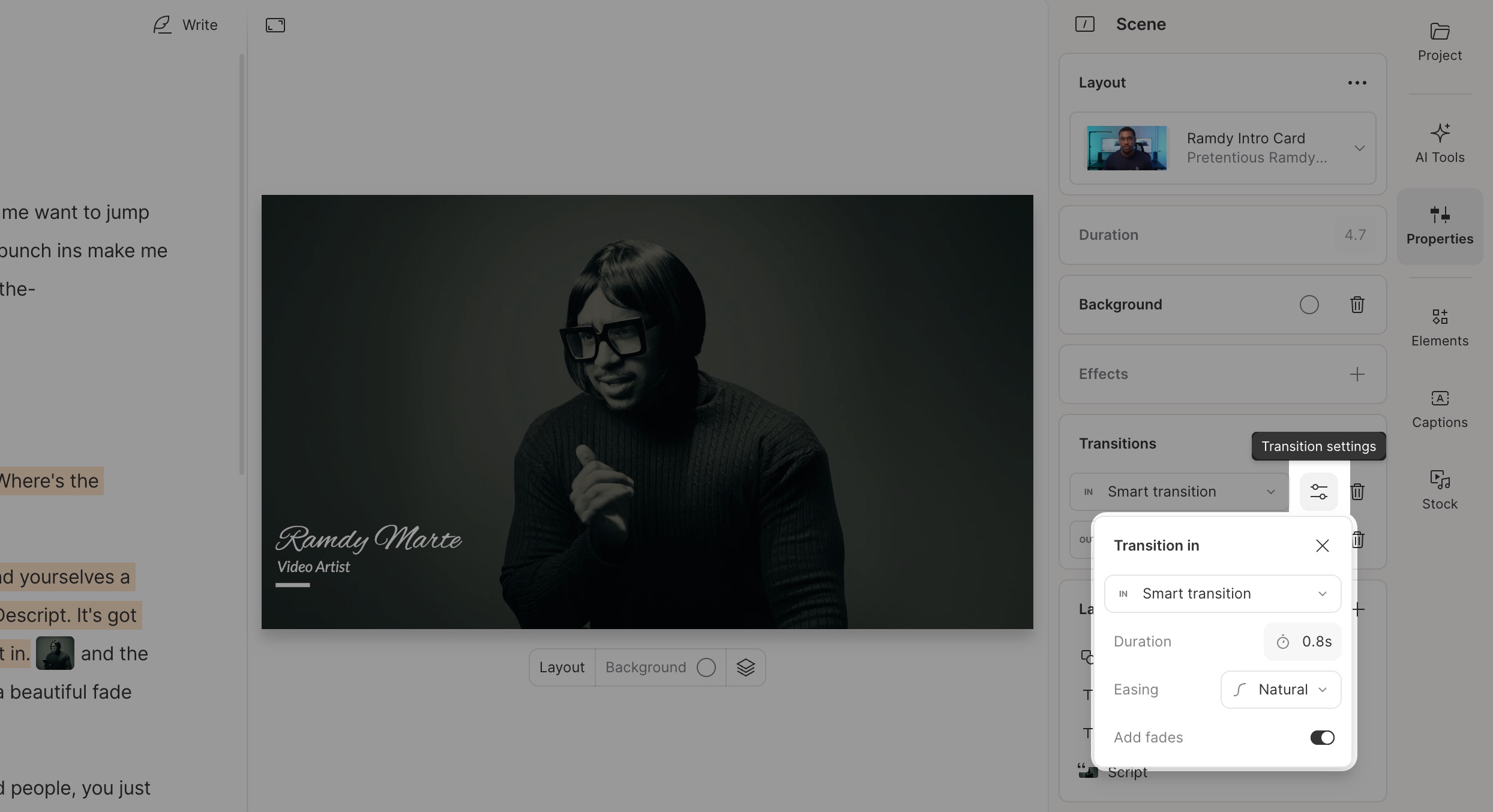 Smart Transitions – Descript Help