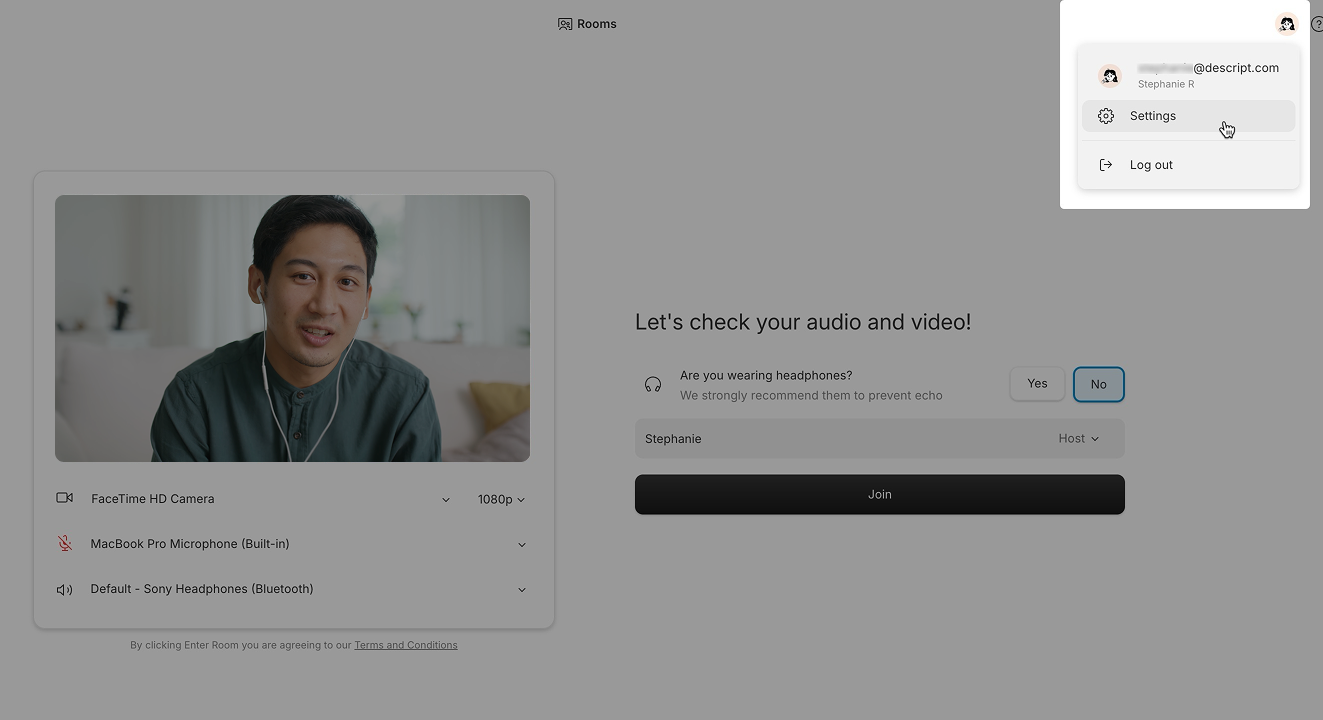 Descript Room settings – Descript Help